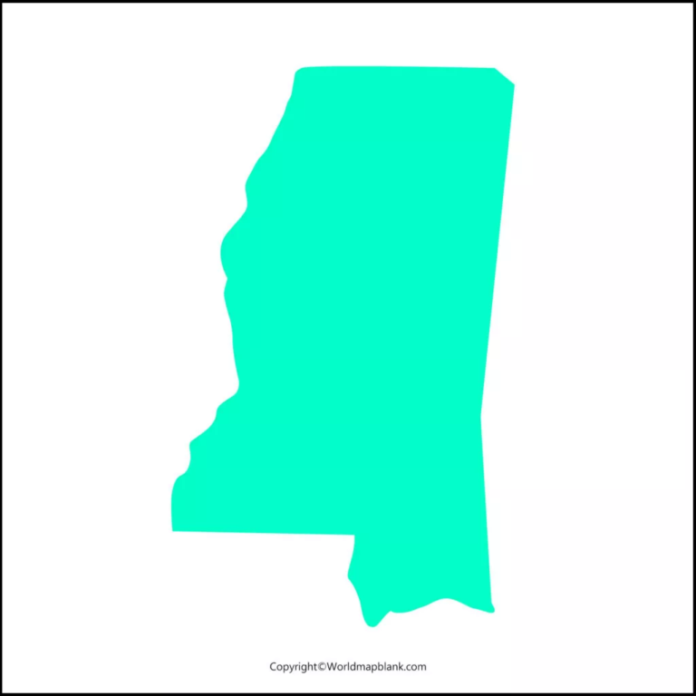 Printable Blank Map of Mississippi – Outline, Transparent Map ...