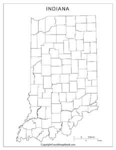 Printable Blank Map of Indiana – Outline, Transparent map - Printable ...