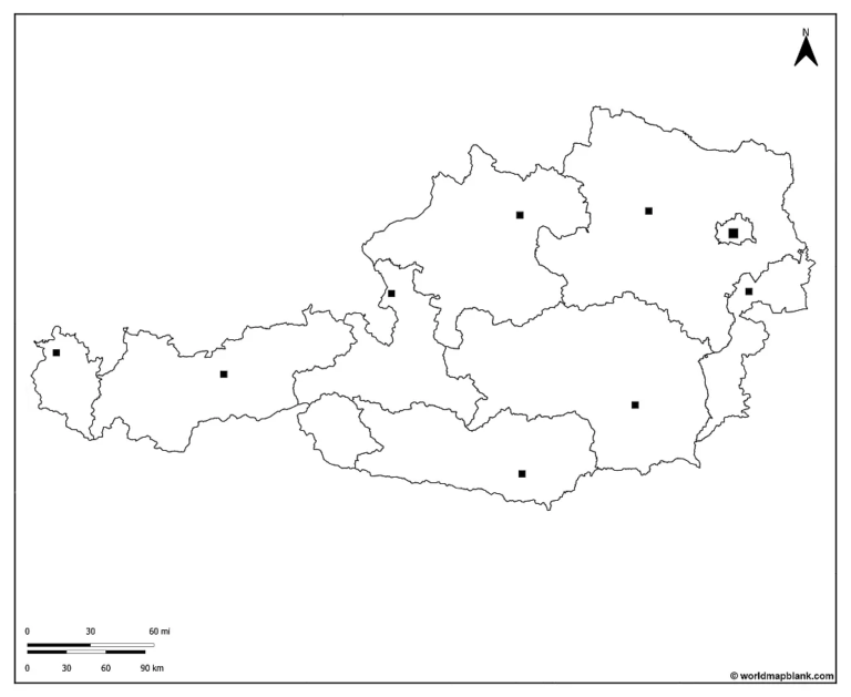 Austria Map Outline – Blank Map of Austria [PDF] - Printable World Maps