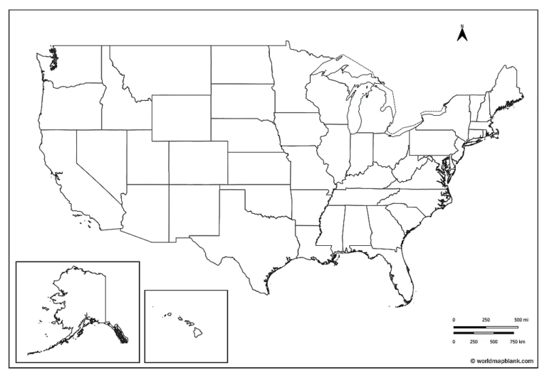 Blank Map of the United States – Blank USA Map [PDF] - Printable World Maps