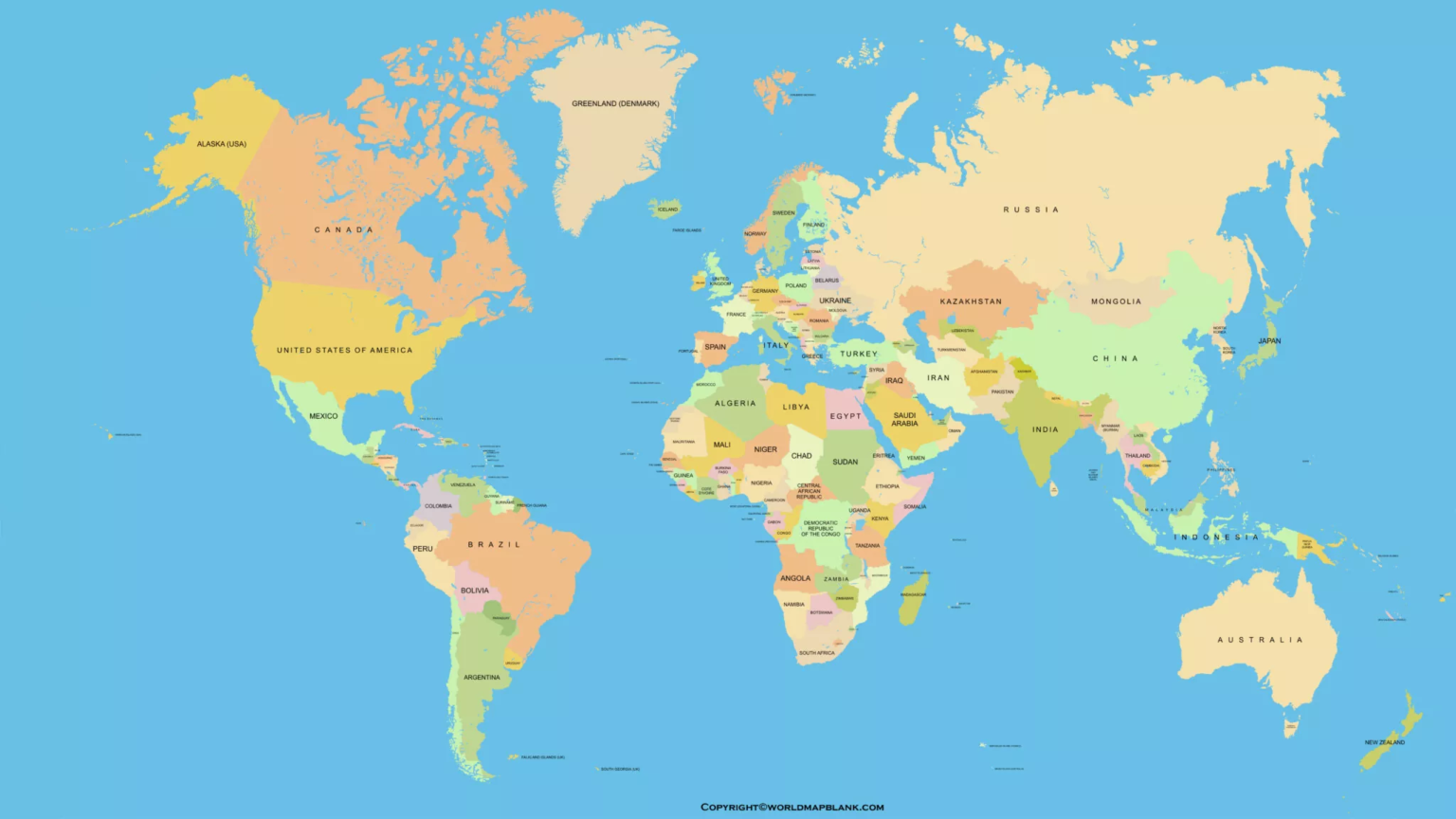 Printable Accurate Map of World Poster in PDF - Printable World Maps