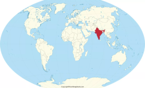 Location of India on World Map Globe in PDF Format