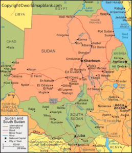 Labeled Map of Sudan with States and Cities Explained