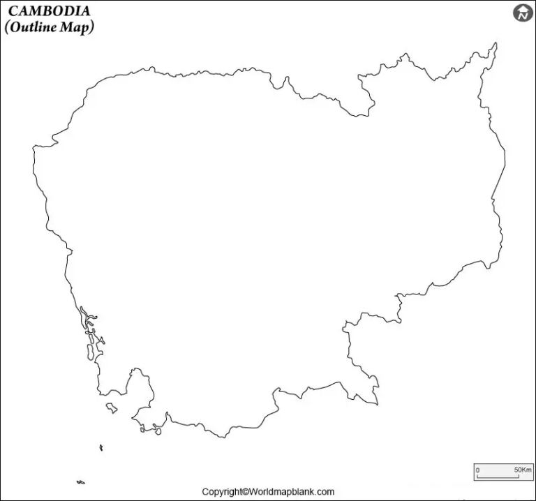 Printable Blank Map of Cambodia – Outline, Transparent map - Printable World Maps
