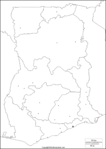 Printable Blank Map of Ghana – Outline for Geography Use