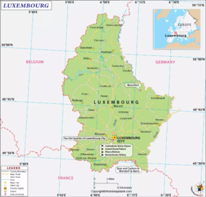 Labeled Map of Luxembourg with States, Capital & Cities - Printable ...