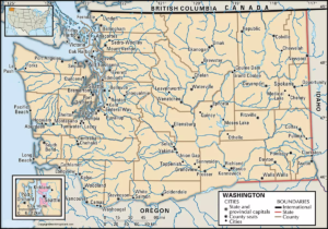 Labeled Map of Washington with Capital & Cities - Printable World Maps