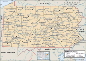 Labeled Map of Pennsylvania with Capital & Cities - Printable World Maps
