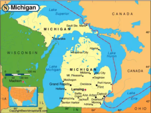 Labeled Map of Michigan with Capital & Cities - Printable World Maps