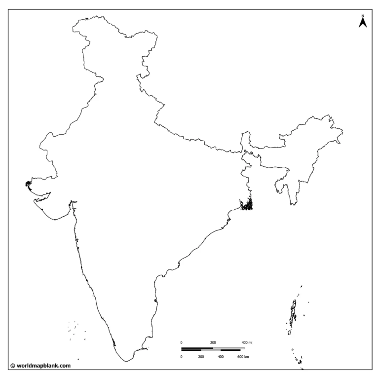 Blank Map of India – Printable Outline Map of India [PDF] - Printable ...