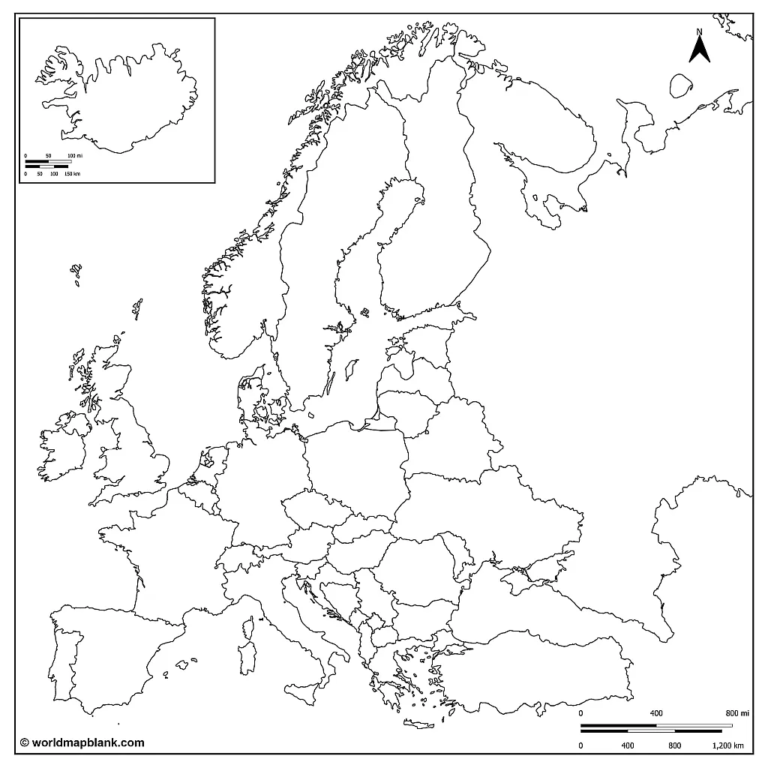 Printable Blank Map of Europe – Europe Outline Map [PDF] - Printable ...