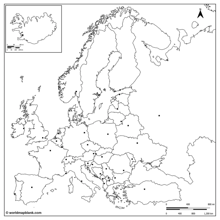 Printable Blank Map of Europe – Europe Outline Map [PDF] - Printable ...