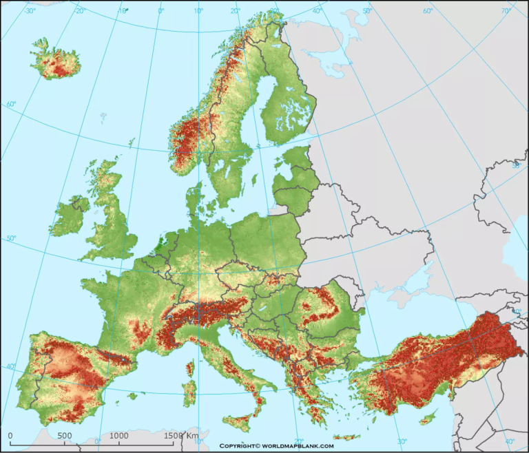 Printable Europe Mountains Map | Map of Europe Mountains - Printable ...