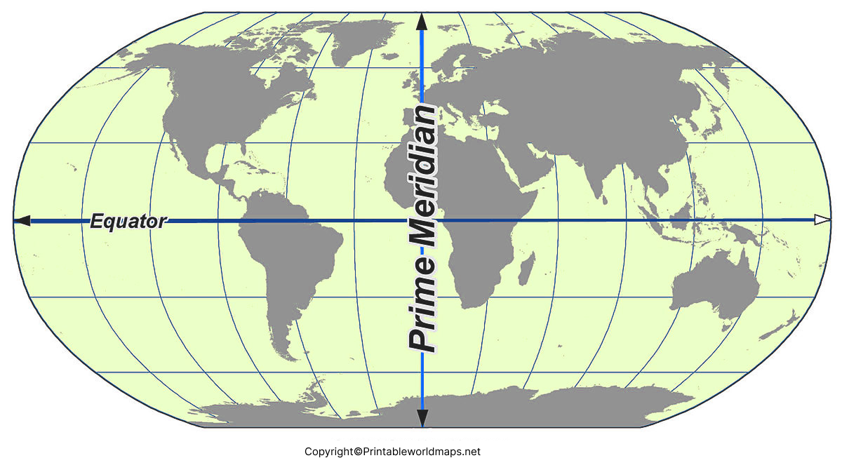 Prime Meridian Map | World Map with Prime Meridian - Printable World Maps